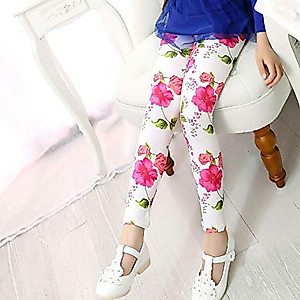 Ehdching Baby Girls Printing Flower Ninth Pants Tight Fashion Toddler Kids Leggings