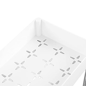 Bonwuno Under Sink Organizer Large Capacity, 2 Tier Slide Out Cabinet Basket Organizer, Cabinet Storage Shelves with Hooks,for Bathroom Kitchen Laundry (White)