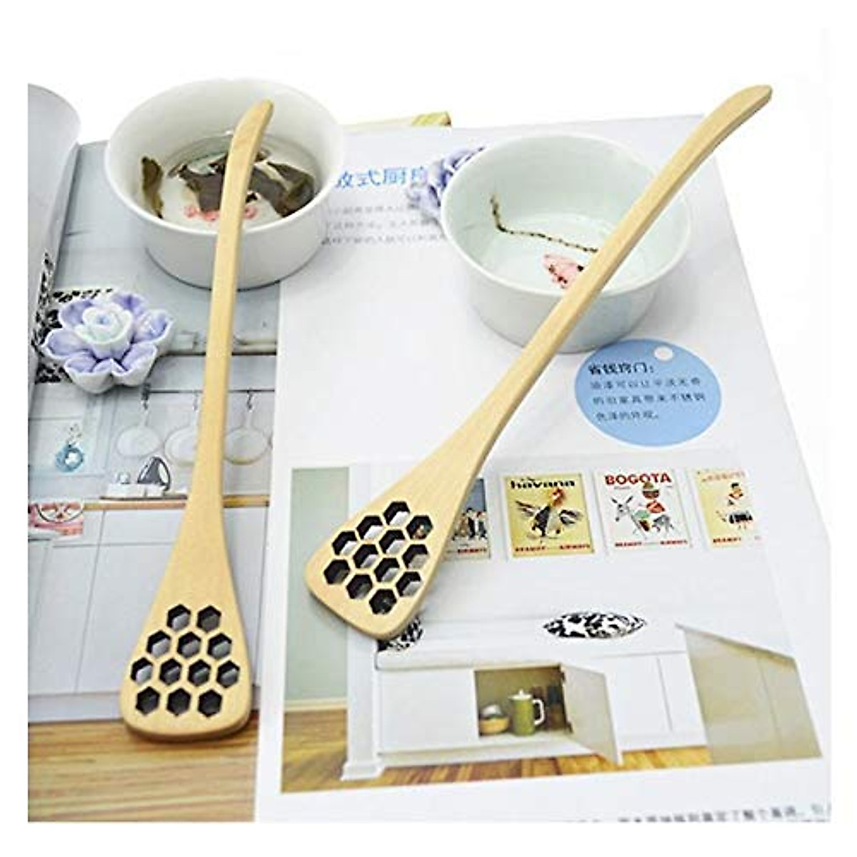 12 Pack Wooden Honey Comb Honey Stick Honey Dipper Spoon, Coffee Stiring Spoon, Tableware for Wedding or Party Favors