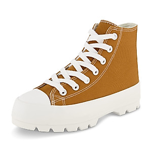 CUSHIONAIRE Women's Vespa high top Canvas Sneaker +Memory Foam and Side Zipper, Tan 9