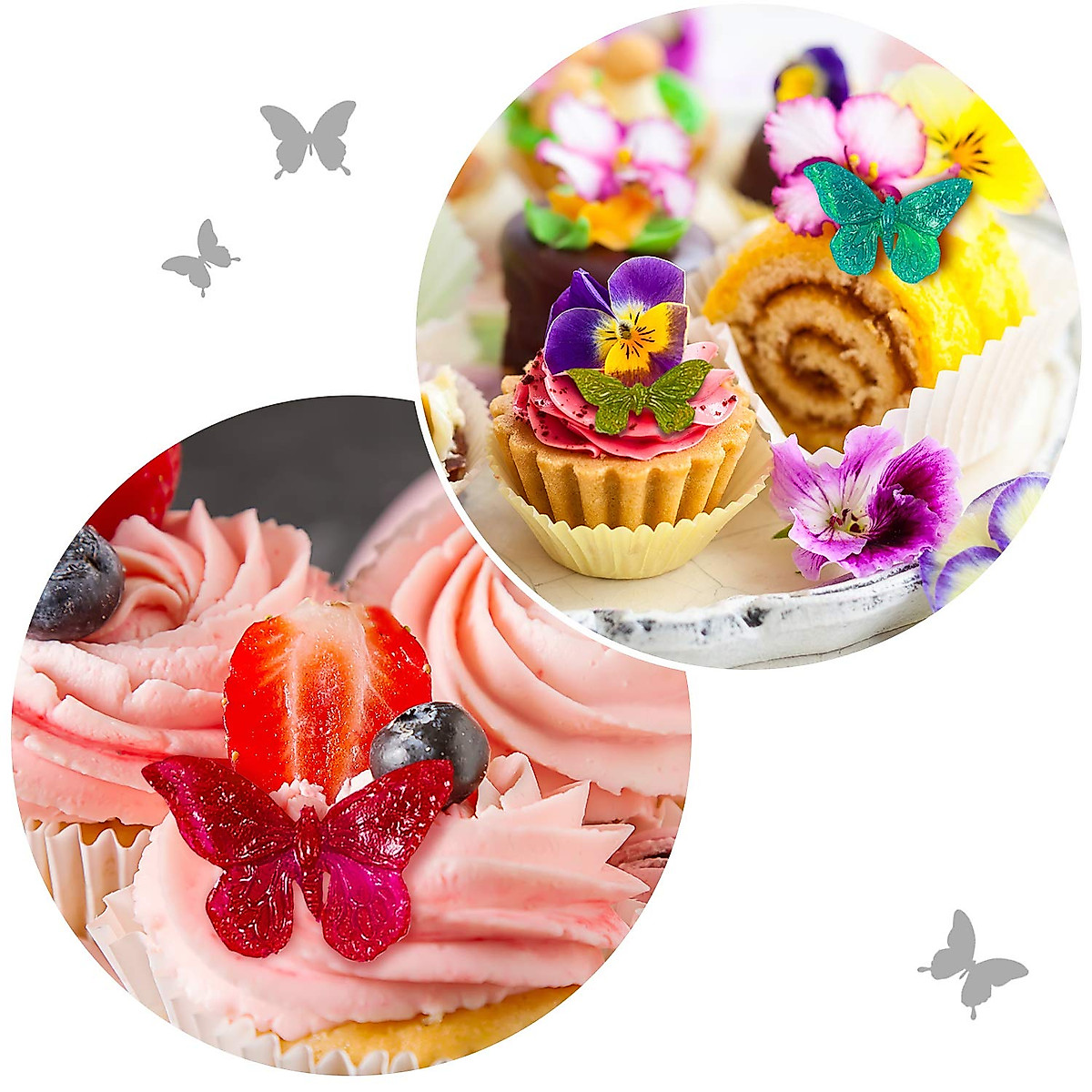2 Pieces Butterfly Silicone Molds Mini Butterfly Fondant Cake Baking Mold Cupcake Decoration Tool Butterfly Shaped Chocolate Trays for Homemade Cake DIY Polymer Clay