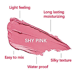 Multi-Use Makeup Blush Stick,Cream Blush Stick,Waterproof Natural Nude,Monochromatic Blush Beauty Wand for Cheek and Lip Tint(Shy Pink)