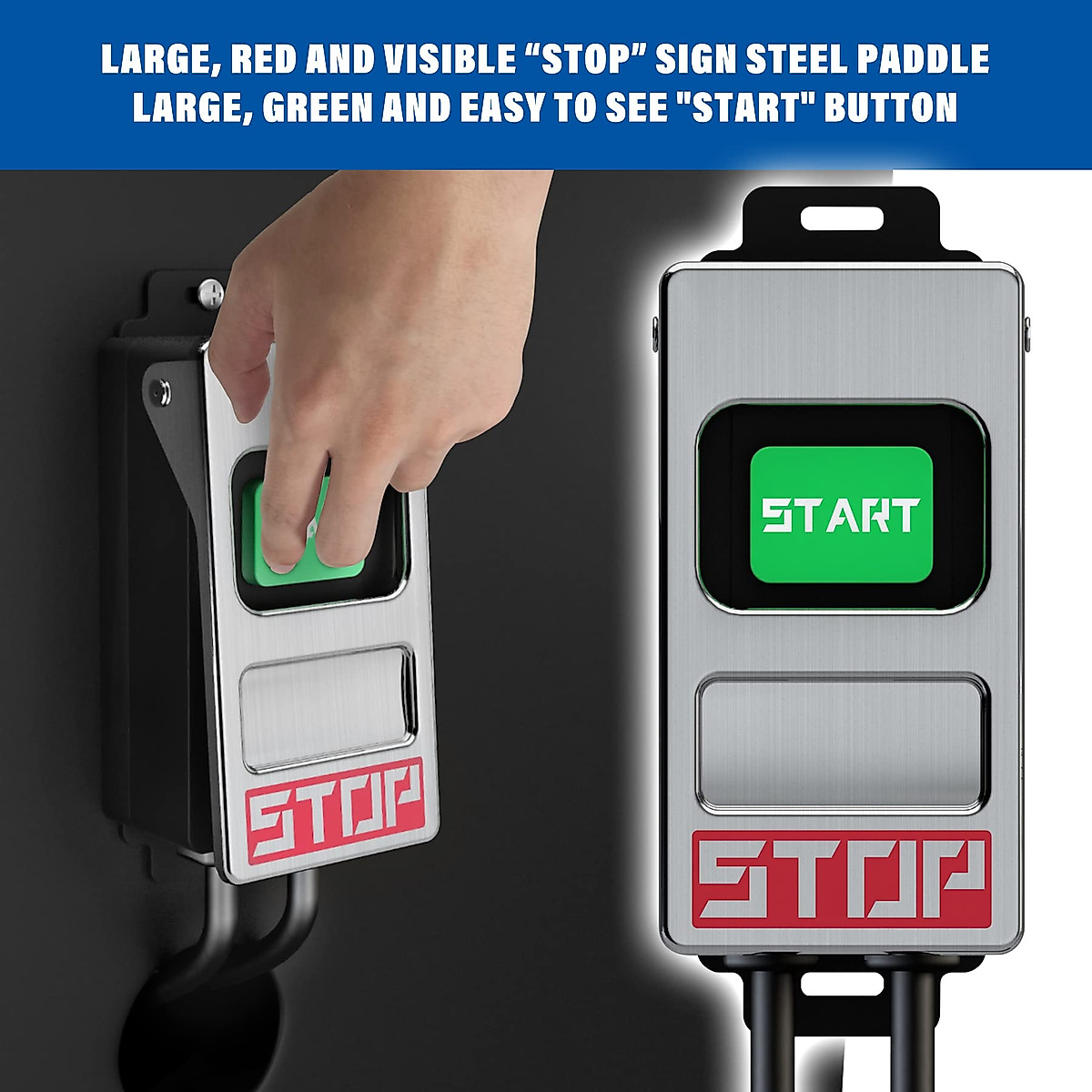 CLEESINK Single Phase On/Off Switch, Router Table Switch with Large Stainless Steel Stop Sign Paddle Easy Visibility and Contact for Quick Power Off for Table Saws and Other Small Machinery