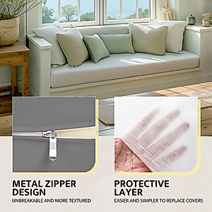 mudilun Custom Cushion Covers Replaceable Water Proof Bench Cushion Cover with Ties/Anti-Slip Bottom/Piping Patio Cushion Covers 100+Colors (Custom Size)