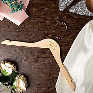 Joyforisa Bridal Hanger, Custom Name Wedding Hanger, Personalized Date Bride Hanger, Wooden Hangers for Wedding Dress, Wedding Dress Bridal Gift