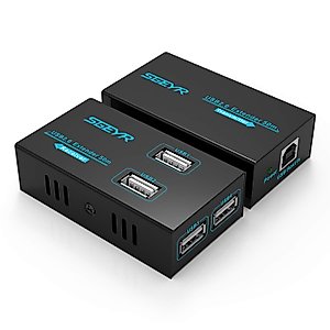 SGEYR Metal USB Ethernet Extender Over Cat5e/6,USB Extender 50M,No Drivers Connected 4 USB 2.0 Ports Over Cat5e/6, Play and Plug,Extender USB 2.0 Hub,Supports All Operating System,PC and Web Cameras