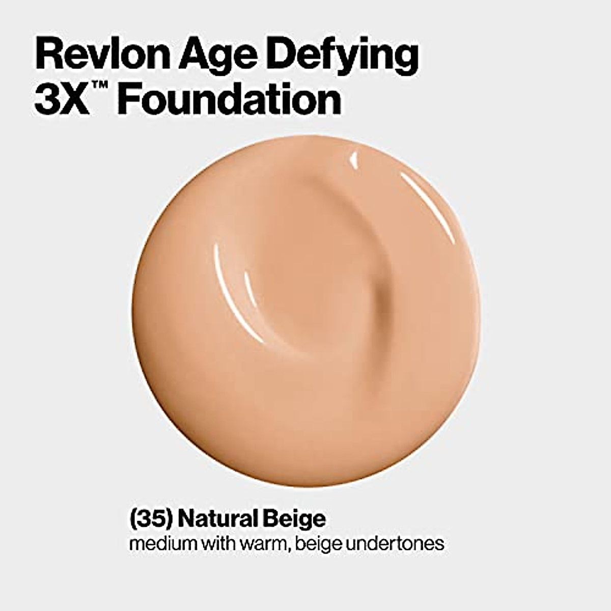 Revlon Liquid Foundation, Age Defying 3XFace Makeup, Anti-Aging and Firming Formula, SPF 30, Longwear Medium Buildable Coverage with Natural Finish, 035 Natural Beige, 1 Fl Oz