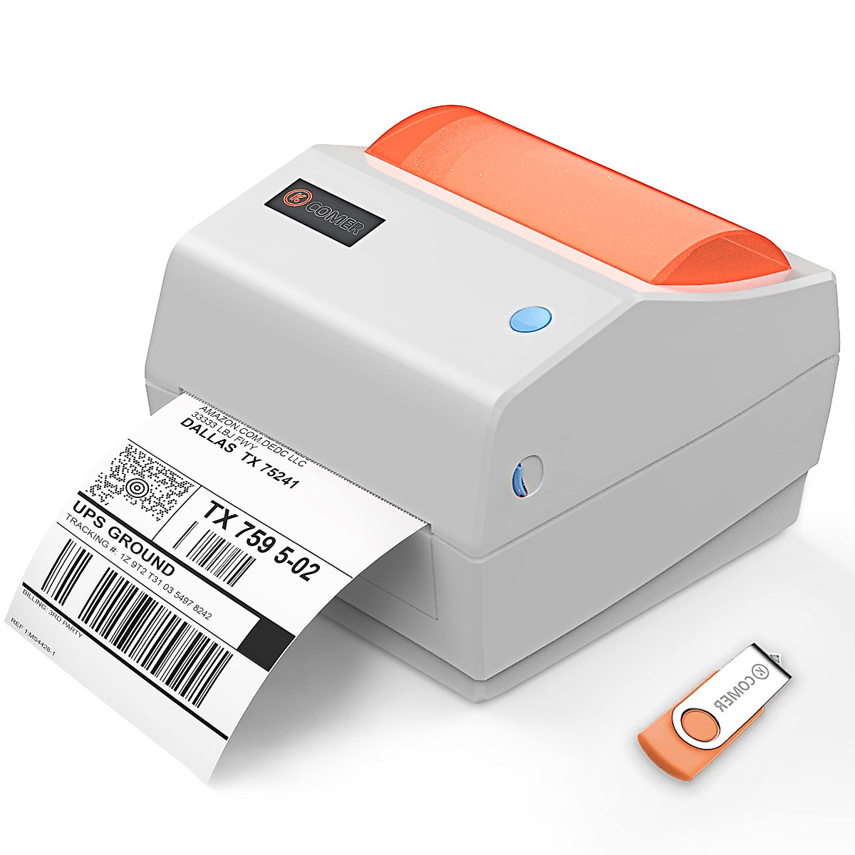 Comer Shipping Label Printer 4×6 -Commercial Direct Thermal Printer High Speed Barcode Label Maker Machine Compatible with Windows Mac Linux for Warehouse Ebay Amazon USPS FedEx DHL