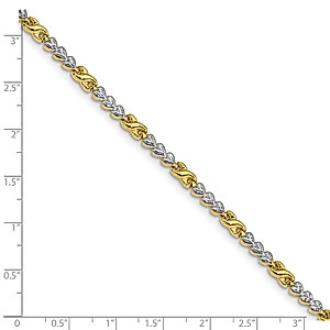 Solid 10k Yellow and White Gold Two Tone Diamond-Cut Infinity & Heart Bracelet