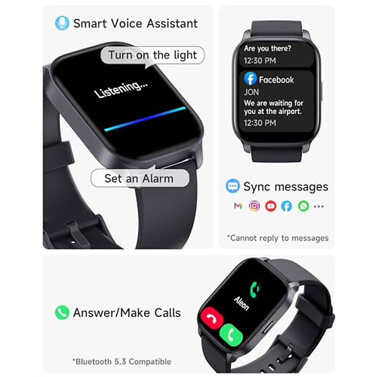 TOOBUR Smart Watch for Men Women, Answer/Make Calls, Alexa Built-in, Fitness Tracker, Heart Rate/Sleep Tracker/100 Sports/IP68 Waterproof, Smartwatch Compatible Android iOS