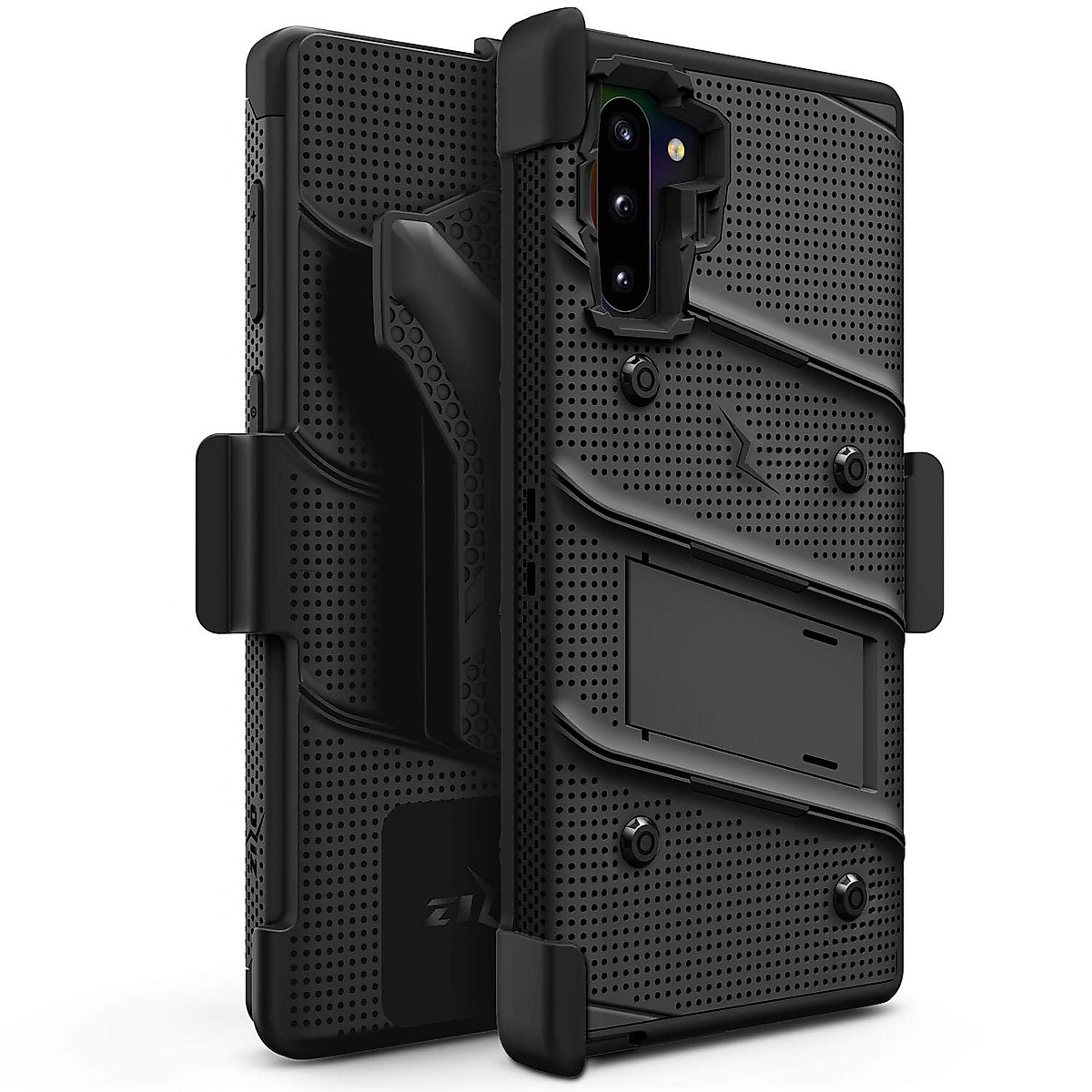 Zizo Bolt Cover - Case for Samsung Galaxy Note 10 & Kickstand and Holster (Black