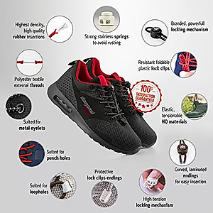 DIAGONAL ONE 2 Pairs Elastic Shoe Laces, No Tie Shoelaces Adults, No Tie Shoe Laces for Kids, Lock Laces, Shoe Laces for Sneakers No Tie (Black)