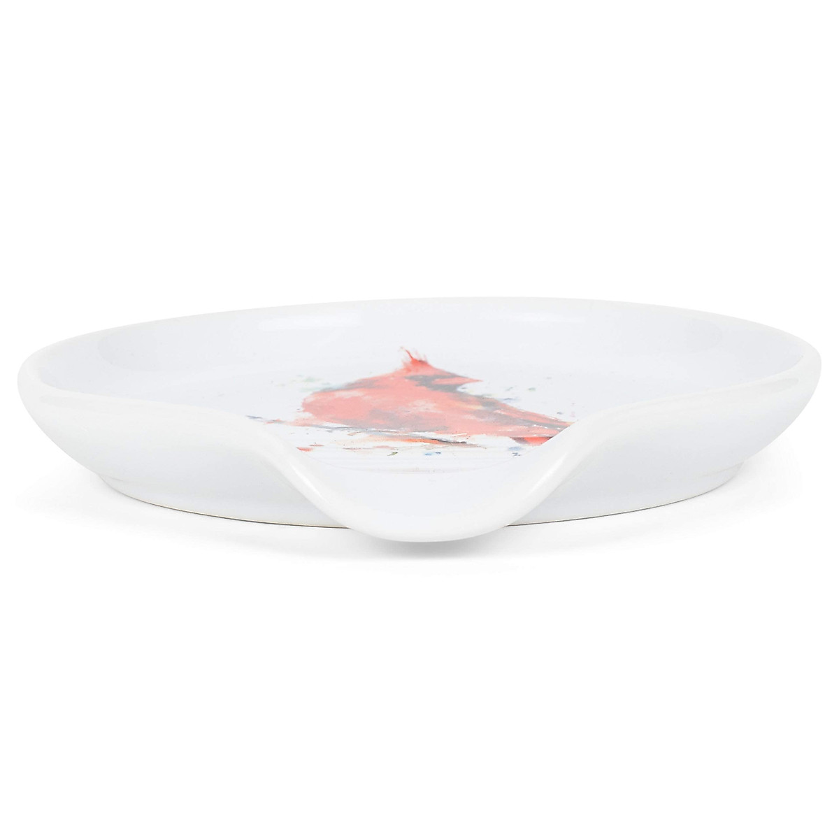 DEMDACO Dean Crouser Cardinal Bird Watercolor Red 5 x 5 Glossy Ceramic Stoneware Spoon Rest