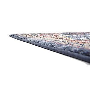 Unique Loom Utopia Collection Traditional Classic Vintage Inspired Area Rug with Warm Hues, 2 ft 7 in x 10 ft, Navy Blue/Burgundy