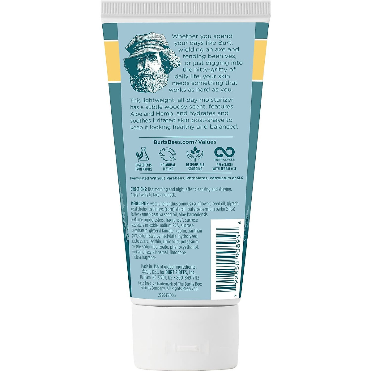 Burt's Bees Soothing Moisturizer + After Shave with Aloe & Hemp, For Men, 2.5 Ounces