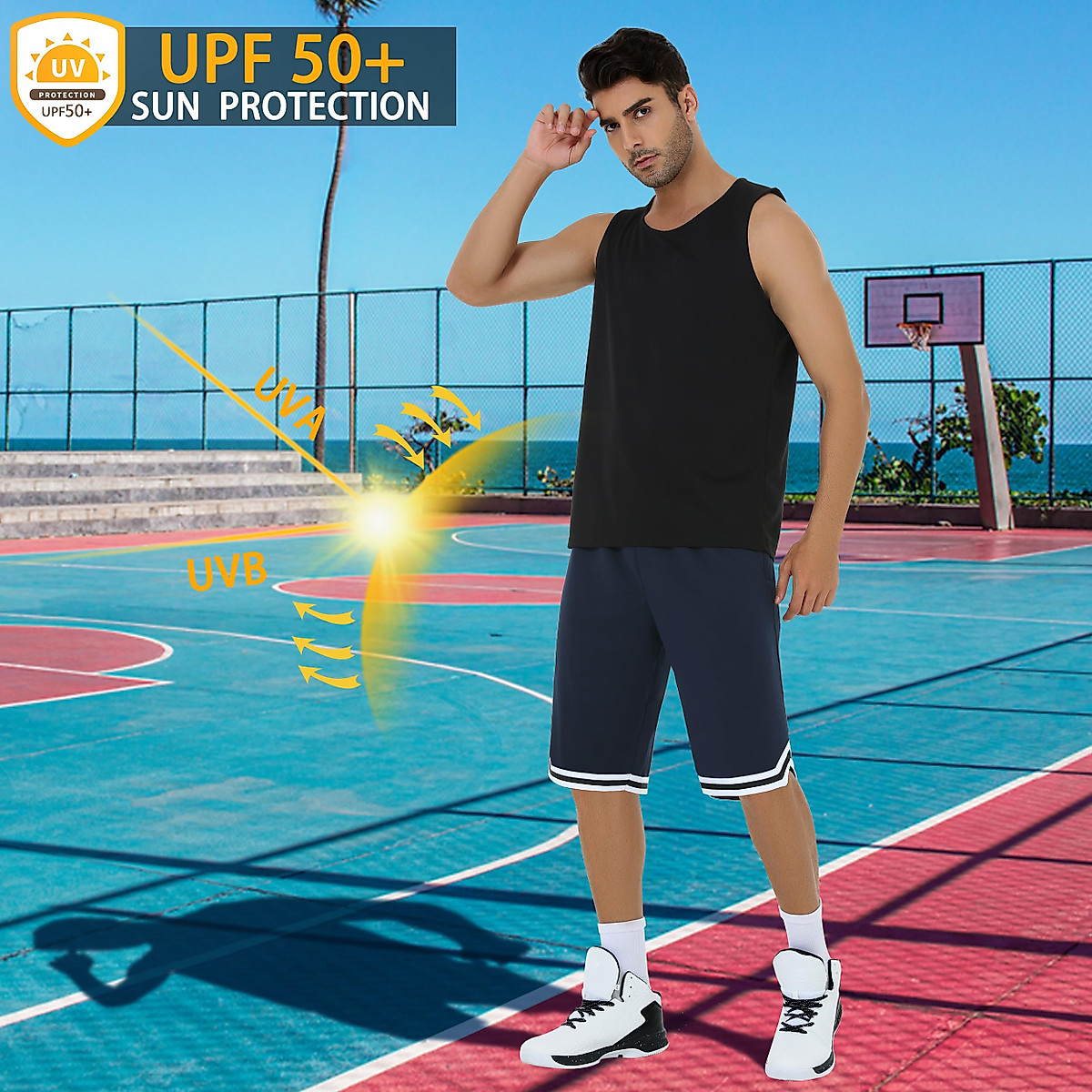 JWM Mens Long Basketball Shorts with Zip Pockets - 11" Mesh Athletic Gym Workout Sport Shorts Quick Dry Lightweight Navy