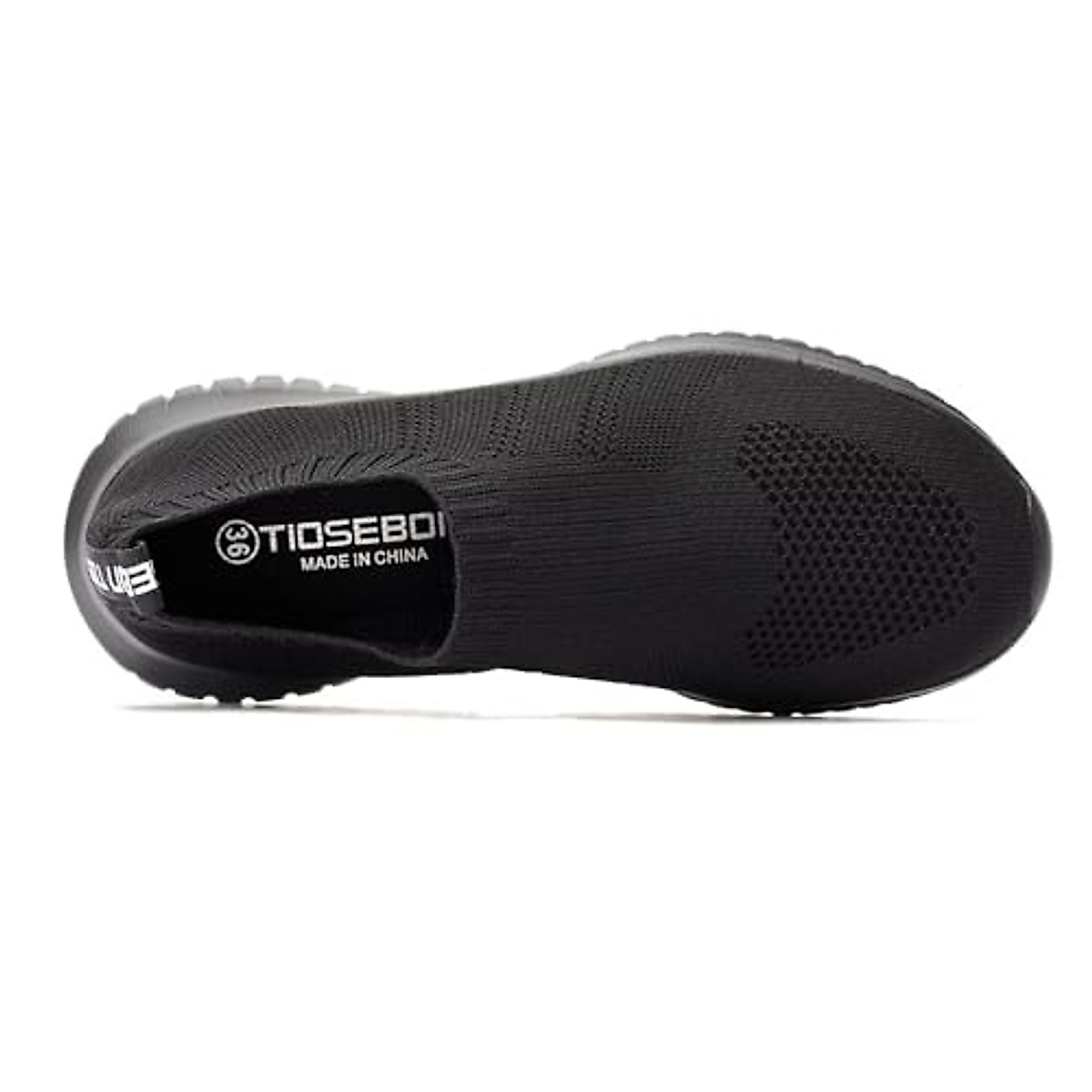 LANCROP Women's Lightweight Walking Shoes - Casual Breathable Mesh Slip On Sneakers Wide 9.5 M US All Black