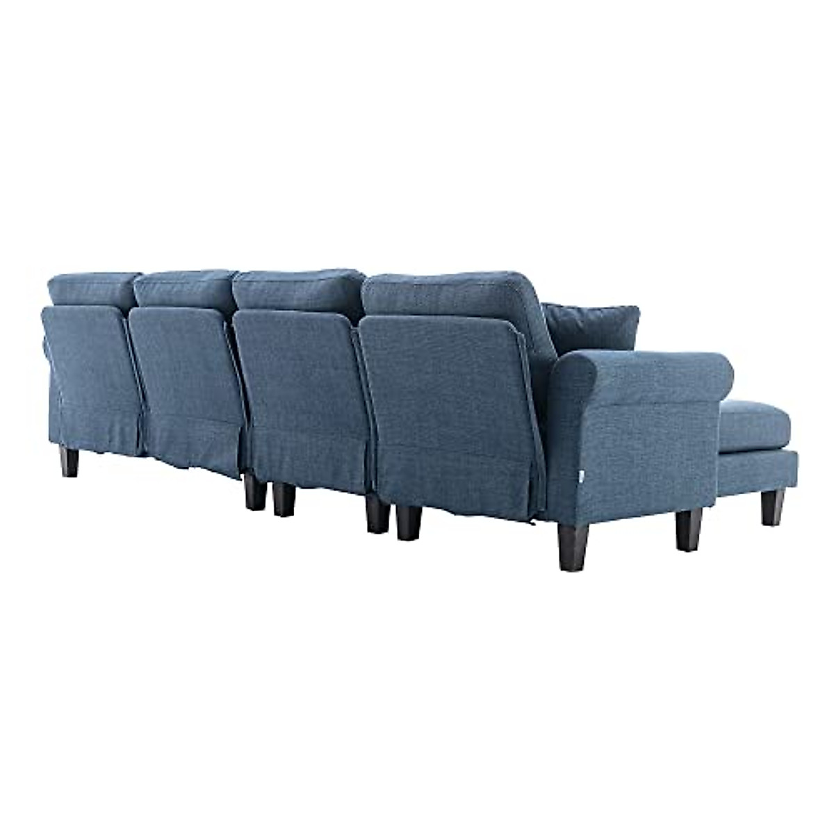 108.66"L Shape Corner Sofa with Ottoman and 2 Pillows U Shaped Long Couch for Living Room Sofa with Chaise Comfortable Modern Mid Century Sectional Sofa for Home Apartment Office (Navy Blue)
