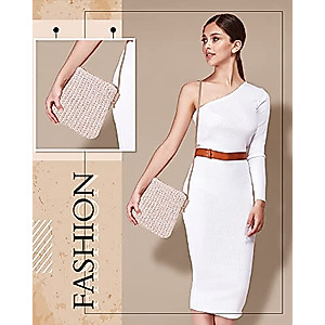 Sweetude 2 Pcs Straw Beach Bag for Women Summer Woven Straw Purse Cute Shoulder Straw Clutch Small Women's Crossbody Handbags for Women Girl Vacation
