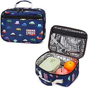 CAMTOP Backpack for Kids Boys Preschool Backpack with Lunch Box Toddler Kindergarten School Bookbag Set (Y057-2 Navy Blue/Car)