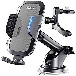 SUUSON Car Phone Holder Mount -3in1 Long arm Phone Holder for car, Suitable for car Dashboard/Windshield/Vent, car Adjustable Phone Holder, Compatible with All Smart Phones and Cars (Gray)