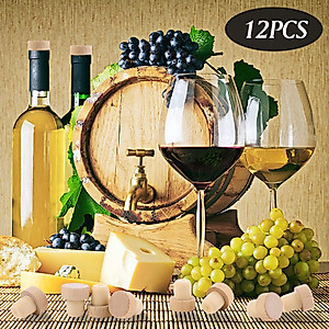 Abeillo 12 Pieces Wine Bottle Corks, T Shaped Wine Bottle Stoppers Reusable Wooden and Rubber Wine Cork Stopper Sealing Plug Bottle Cap for Wine Beer Bottles Crafts