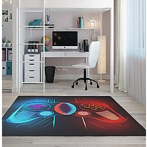 Tveinard Teens Boy Game Rug Gamepad Living Room Carpet Gamer Bedroom Controller Player Home Decor Non-Slip Gaming Carpet 39''*59''
