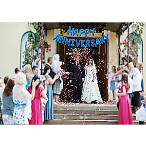 16 Inch Anniversary Aluminum Foil Balloons,Happy Anniversary Party Decorations Blue
