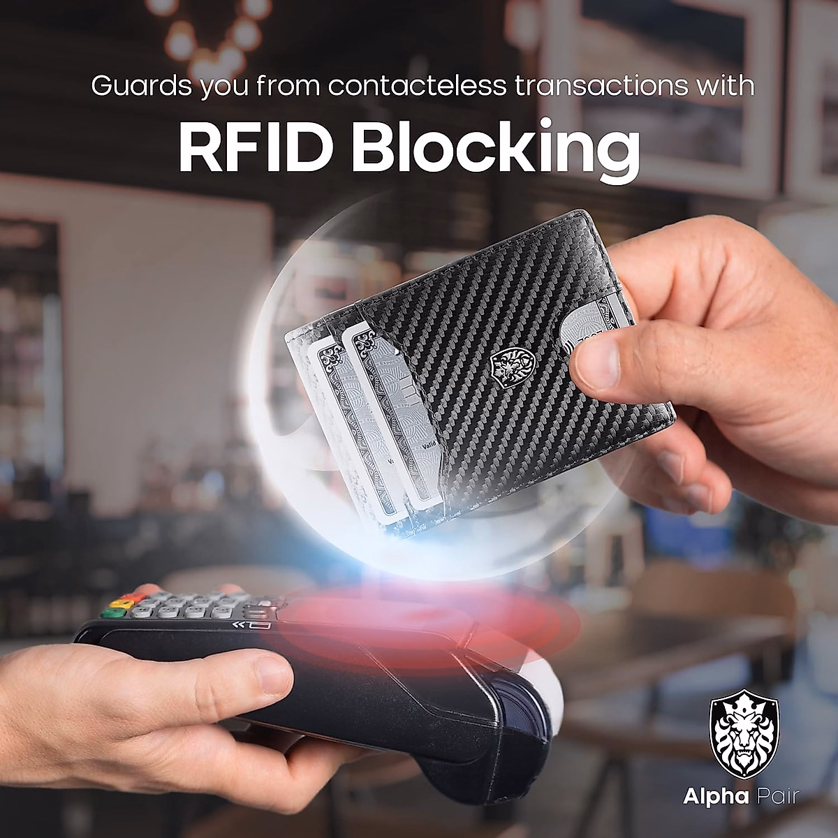 ALPHA PAIR RFID Wallet for Men - Slim Wallet for Men - Men’s Wallet with 10 Credit Card Holders and 1 ID Window - Men's Wallet with RFID Blocking Technology - Bifold Leather Wallet- Black