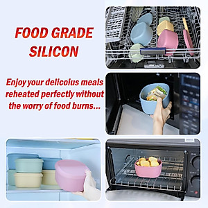 Nesting Silicon Storage Containers with Lids – Set of 3 Nesting food storage containers, Food Reusable Meal Prep, Airtight, Dishwasher and Freezer Safe (90g, 155g, 257g) Pink