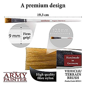 The Army Painter Wargamer: Vehicle & Terrain Scenery - Wargamer Brush Set with Synthetic Nylon Hair - Large Basecoat Brush for Wargames, Terrain Paint Brush for Miniature Painting & Drybrushing