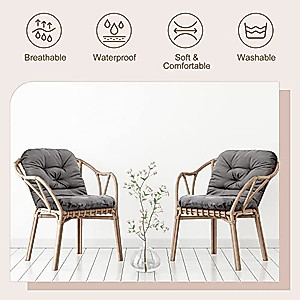 Tufted Back Chair Cushion Indoor Outdoor Seat Back Chair Cushions Weather Resistant Patio Cushions for Outdoor Furniture Chairs(Dark Gray, 4 Pack)