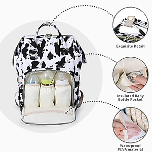 TRENDPLAY Baby Diaper Backpack for toddlers, Stroller Organizer Nappy Bag For Girls, with Insulated Pockets, Cow