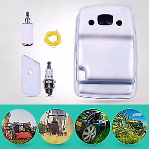 Adefol String Trimmer Exhaust Muffler Kit for Husqvarna 124L 125L 128C 128CD 128L 128LD with Air Filter, Fuel Filter, Fuel Line, Spark Plug Replacement Parts 574031502, 530150253 Accessories