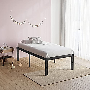 Neslime 18 Inch Heavy Duty Twin Bed Frames No Box Spring Needed, Metal Platform Bed Frame Twin for Heavy People, Easy Assembly, Noise Free, Black