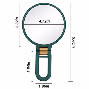 Martvex Handheld Mirror, 1x 15x Magnifying Makeup Mirror with Handle Double Side Hand Held Mirror with 1x15x Magnification & Foldable Handle, Portable Travel Makeup Hand Mirror for Women (Army Green)