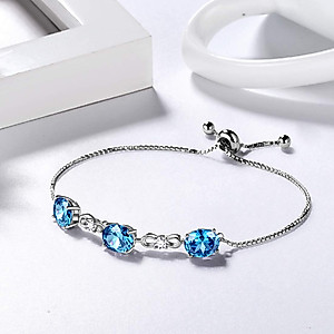 Aurora Tears March Birthstone Bracelet Women 925 Sterling Silver Link Bracelets Jewelry DB0112M