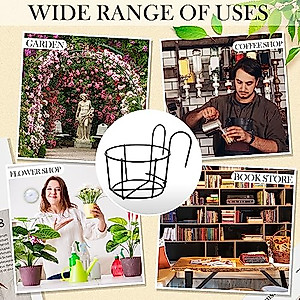 Dandat 24 Pcs Hanging Railing Planters 6 Inch Flower Pot Holders Black Potted Stand Railing Planter Iron Rack Balcony Planter Basket Small Shelf Container for Indoor Outdoor Balcony Fence Garden