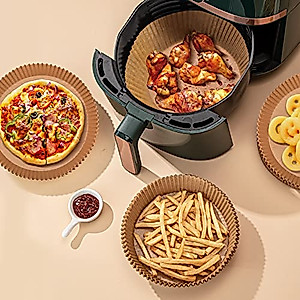 (100Pcs) Puricon Air Fryer Disposable Paper Liners, 6.3” Non-Stick Round AirFryer Parchment Paper for Baking Microwave, Food Grade Oil-Proof Unbleached -6.3 Inch