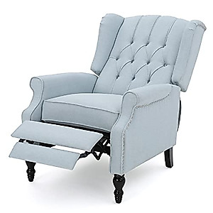 Christopher Knight Home Walter Fabric Recliner, Light Sky Dimensions: 34.75”D x 28.00”W x 41.25”H