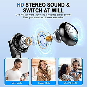 MAXROCK True Wireless Earbuds,TWS Bluetooth Headphones Stereo Powerful Sound TWS Earphones,30H Playtime,Sweat Proof Dual Bluetooth 5.2 Headset with Built-in Mic for Sports,Transparency Black (Black)