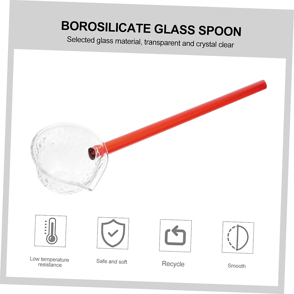 Luxshiny 3pcs Glass Spoon Silicone Cooking Utensils Kung Fu Tea Spade Espresso Cooking Spoon Clear Jam Spoons Soup Spoons Stainless Steel Drink Stirrers Honey Spoons Ladle Japanese-style