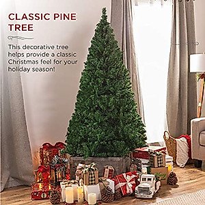 Best Choice Products 6ft Premium Hinged Artificial Holiday Christmas Pine Tree for Home, Office, Party Decoration w/ 1,000 Branch Tips, Easy Assembly, Metal Hinges & Foldable Base