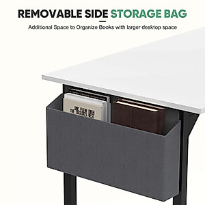 32 Inch Desk Office with Storage, Modern Simple Style Gaming Computer Table for Youth Student Adult, Metal and Wood Home Office Furniture, White