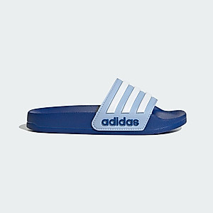 adidas Adilette Shower Slide Sandal, Blue Dawn/White/Team Royal Blue, 2 US Unisex Little Kid