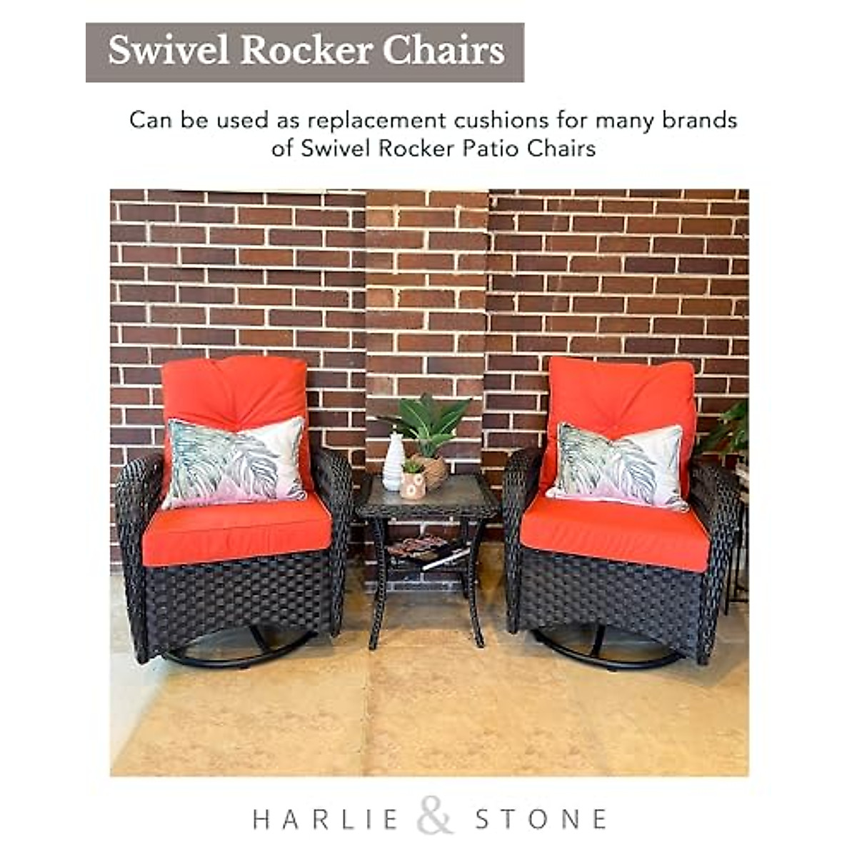 Harlie & Stone Outdoor Seat Cushion, Patio Chair Cushions, Outdoor seat Cushions Set of 2, Replacement Cushions for Outdoor Furniture, Outdoor Chair Cushion, 22 x 22 Outdoor Cushions - Orange