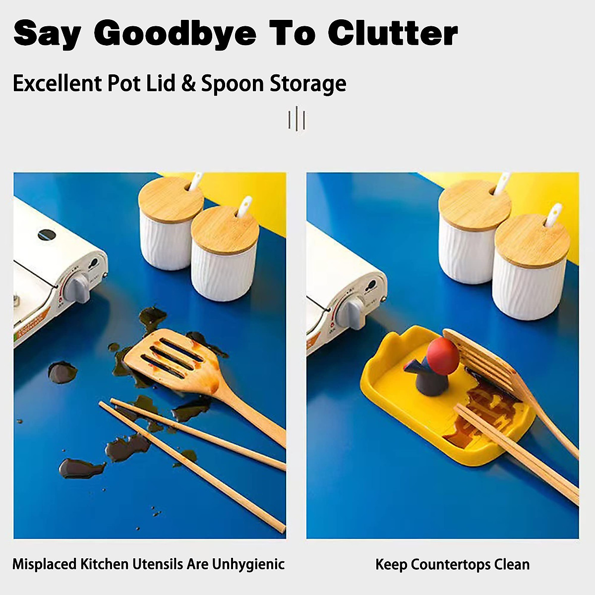 Flilail Spoon Rest,Mushroom Knight Creative Spoon Rest With Lid Holder，Minimalist Pots And Pans Organizer,High-Quality Resin Spoon Rest For Stove Top,Pot Lid Organizer, Interesting Kitchen Gadgets (B)