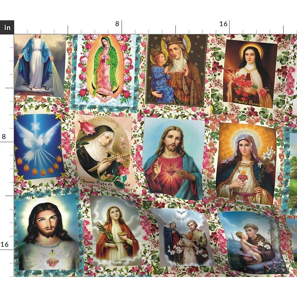 Spoonflower Fabric - Catholic Saints Religious Catholic Saints Collage Jesus Mary Printed on Petal Signature Cotton Fabric Fat Quarter - Sewing Quilting Apparel Crafts Decor