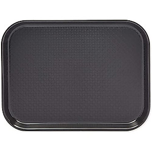 8 Pack Plastic Nonslip Serving Tray for Cafeteria, School Lunch, Fast Food, Restaurant, Black (12 x 16 in)