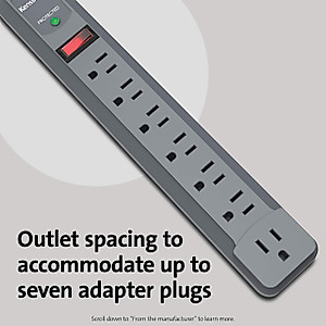 Kensington Guardian 7-Outlet, 6-Foot Cord, & 540 Joules Premium Surge Protector (K38217NA)